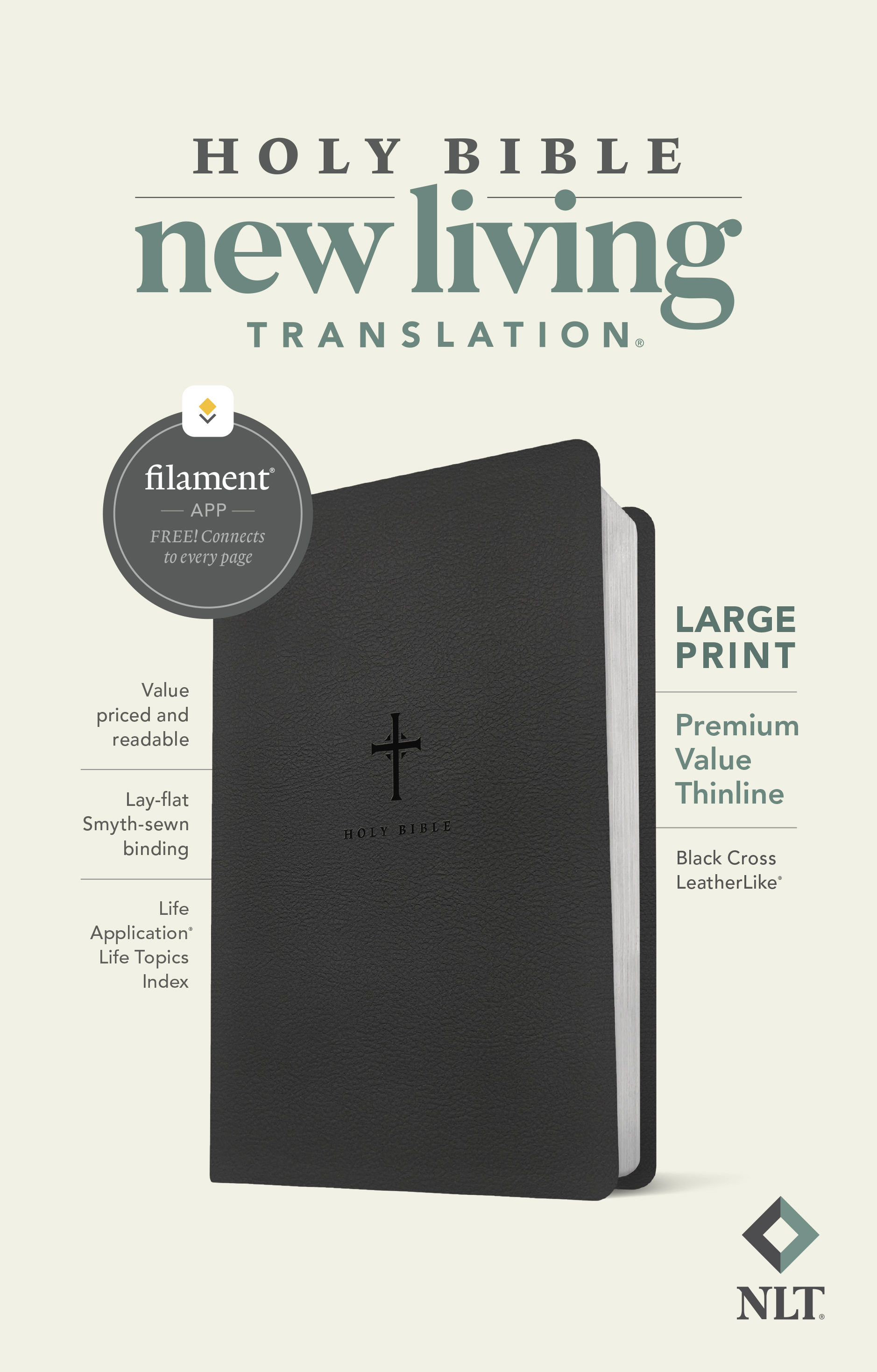 NLT Large Print Premium Value Thinline Bible, Filament Enabled | Church ...